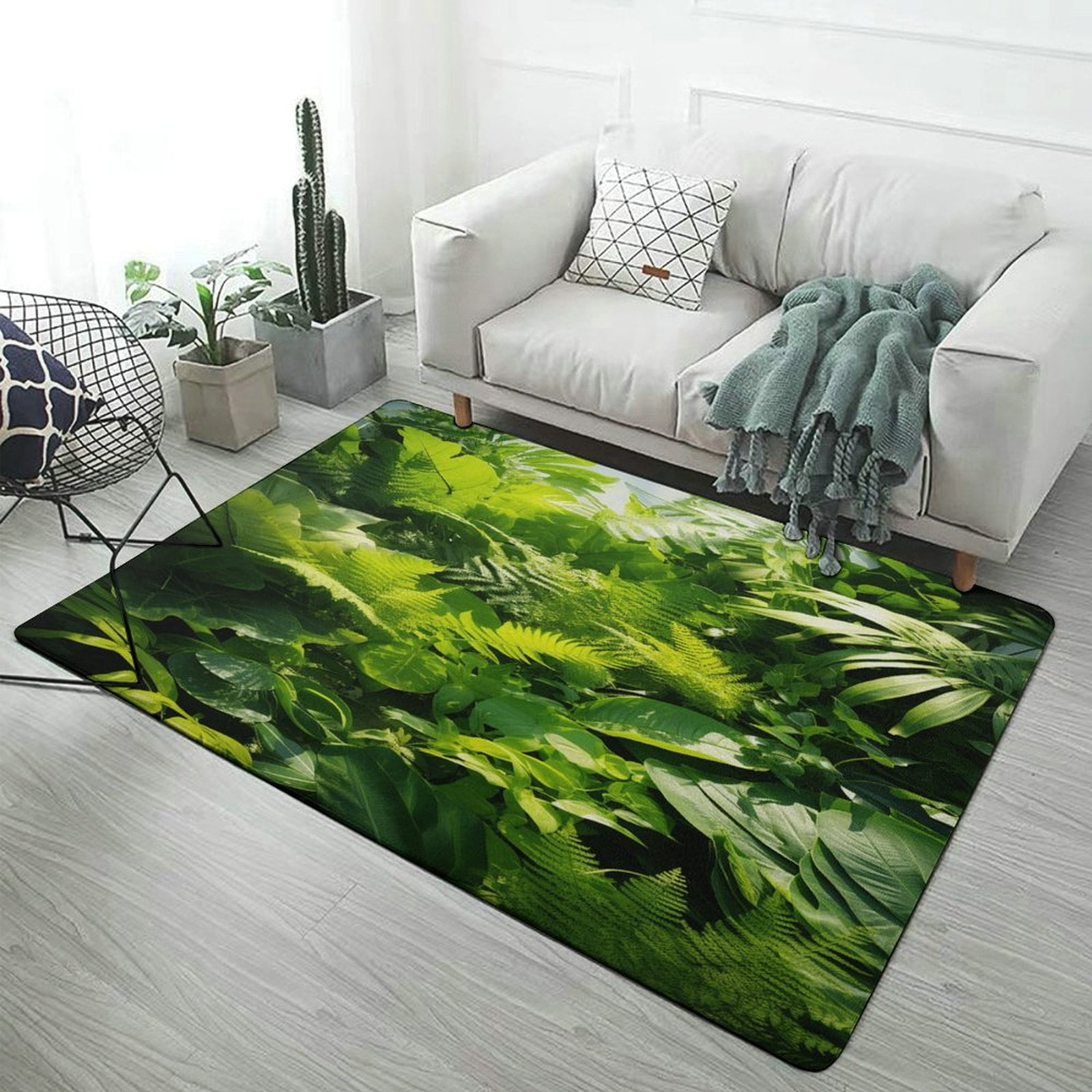 Green Leaf Jungle Animals Carpet Style Living Room Bedroom Rug Modern ...