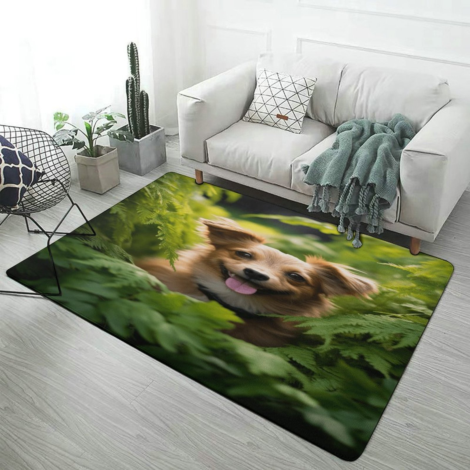 Green Leaf Jungle Animals Carpet Style Living Room Bedroom Rug Modern ...