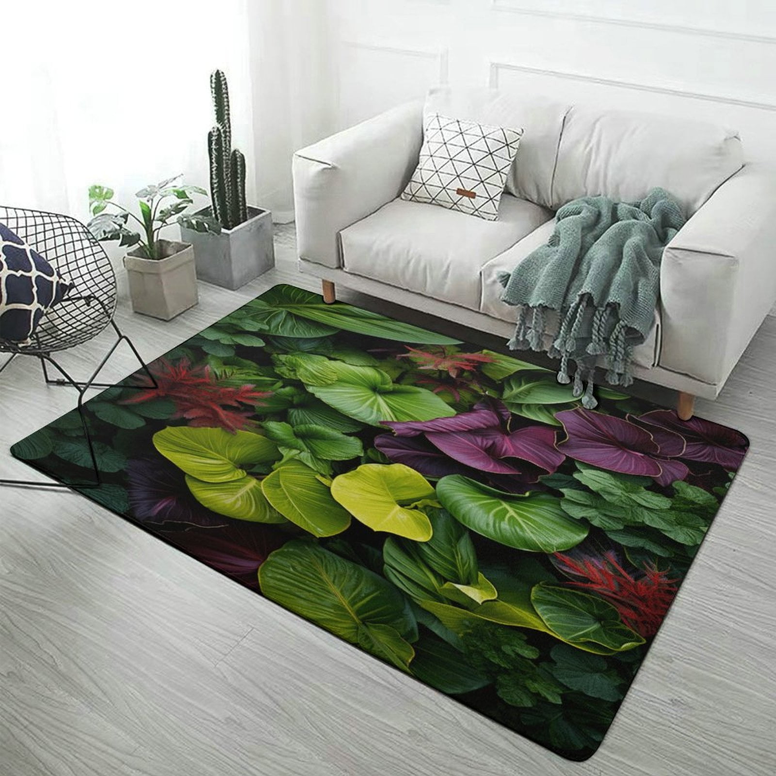 Green Leaf Jungle Animals Carpet for Home Decoration Rugs for Bedroom ...