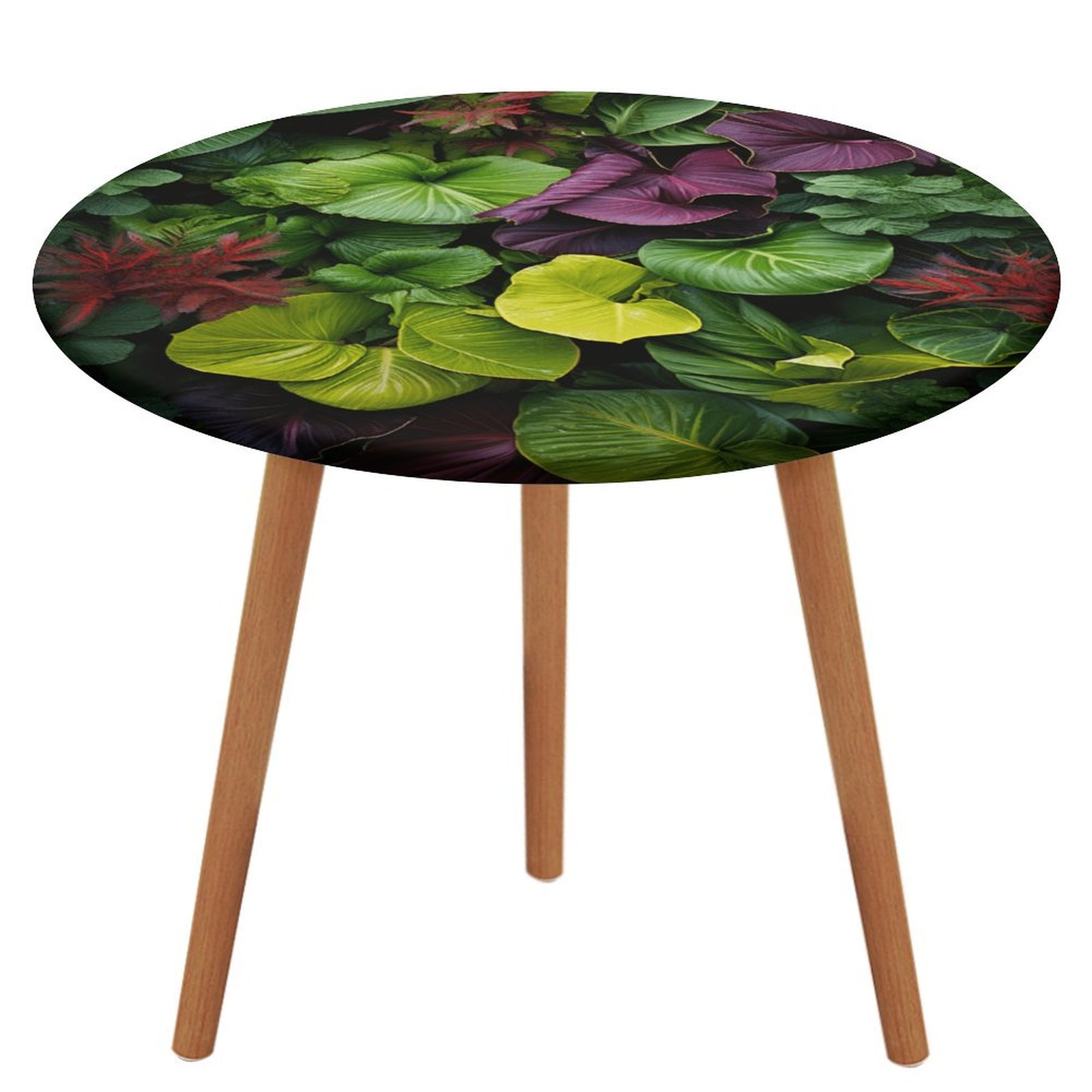 Green Leaf Jungle Animals Pattern Round Tablecloth Waterproof Elastic ...