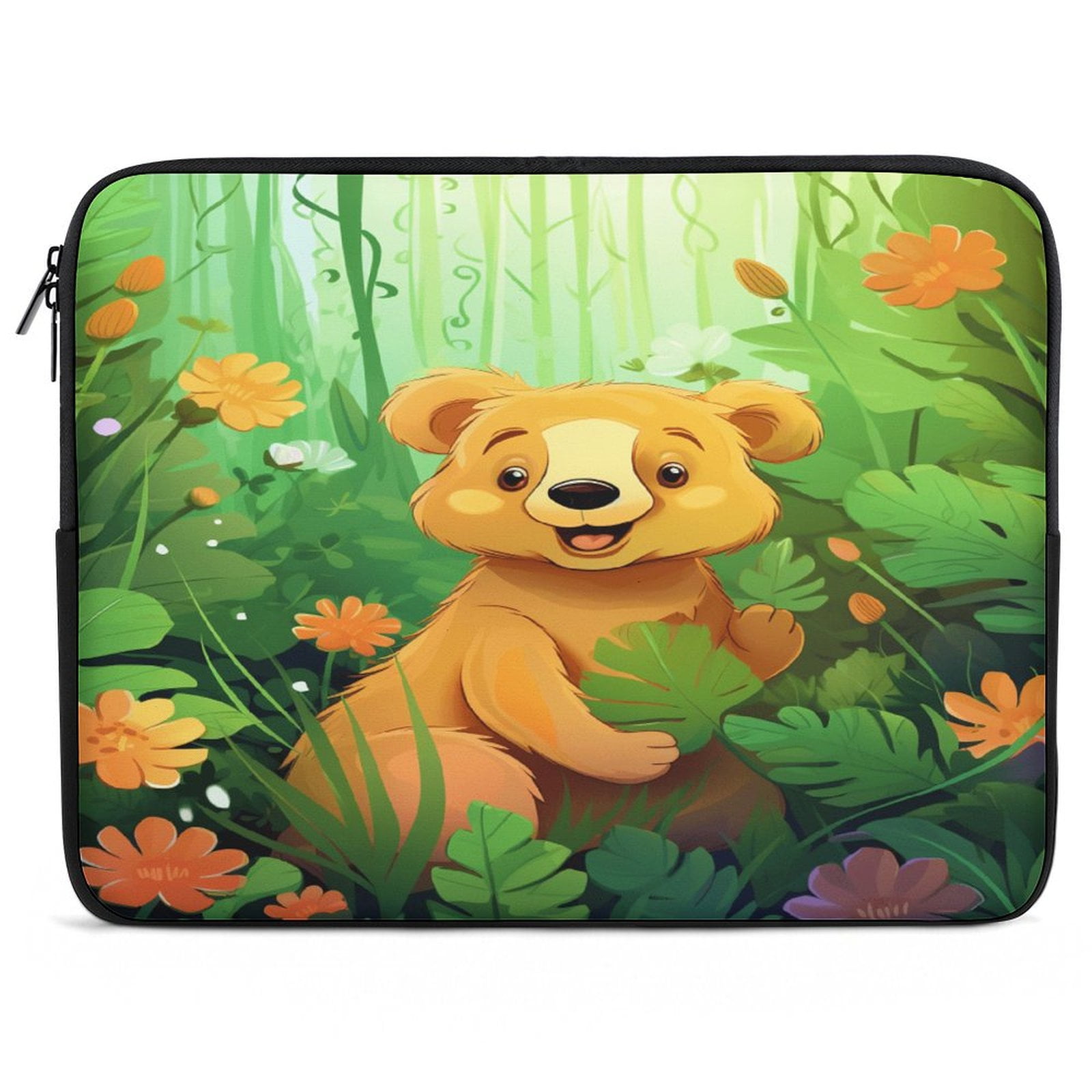 Green Leaf Jungle Animals Print Laptop Case Bag Sleeve Portable ...