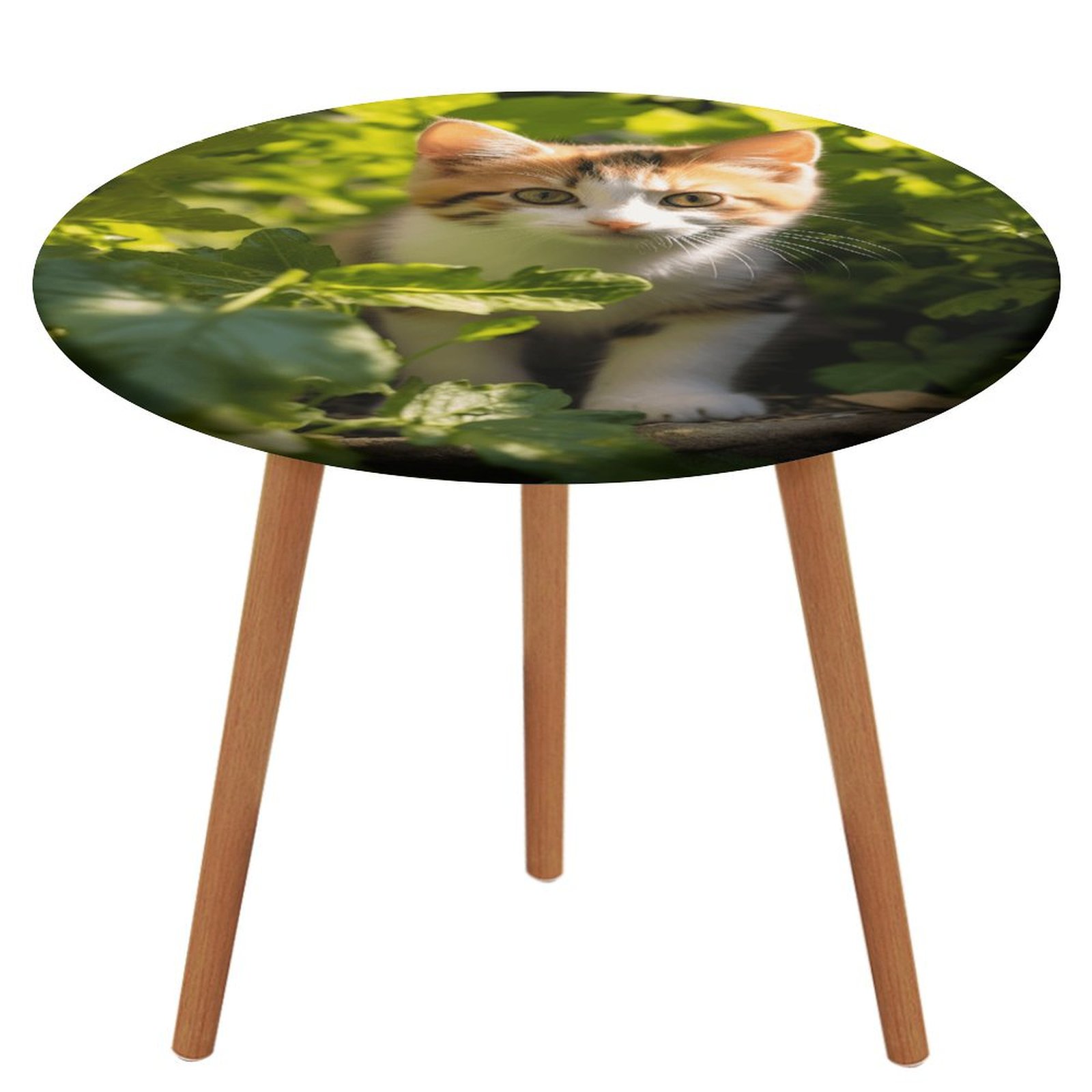 Green Leaf Jungle Animals Round Fitted Tablecloth Elastic Table Cover ...