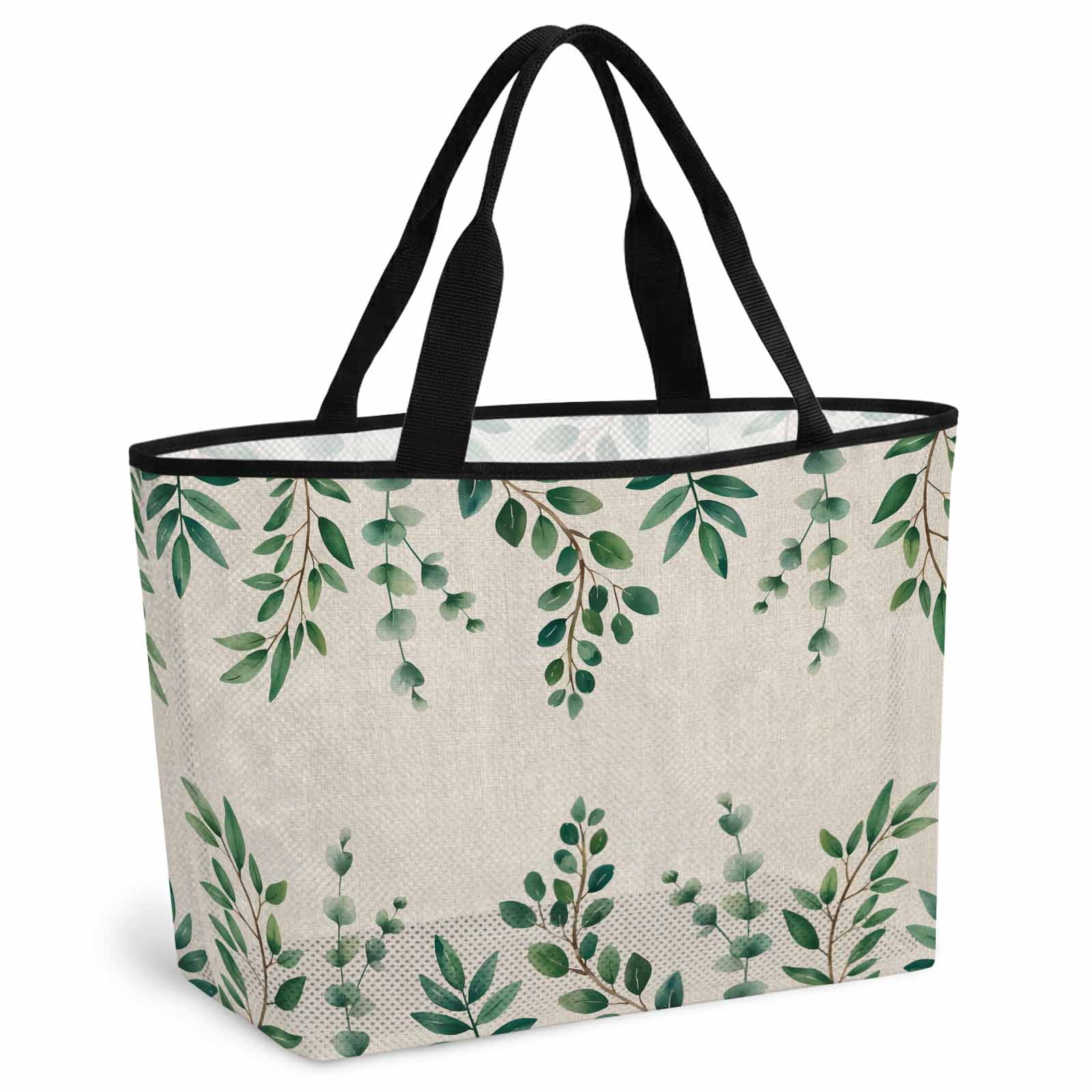 Green Leaf Mesh Beach Bag for Women Men,Large Beach Tote Waterproof ...