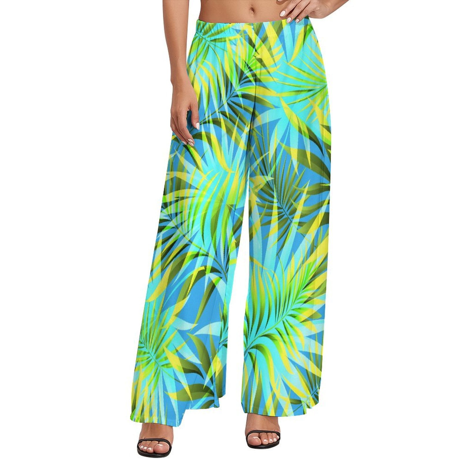 Green Leaf Pants Christmas Pine Cones Street Fashion Straight Wide ...