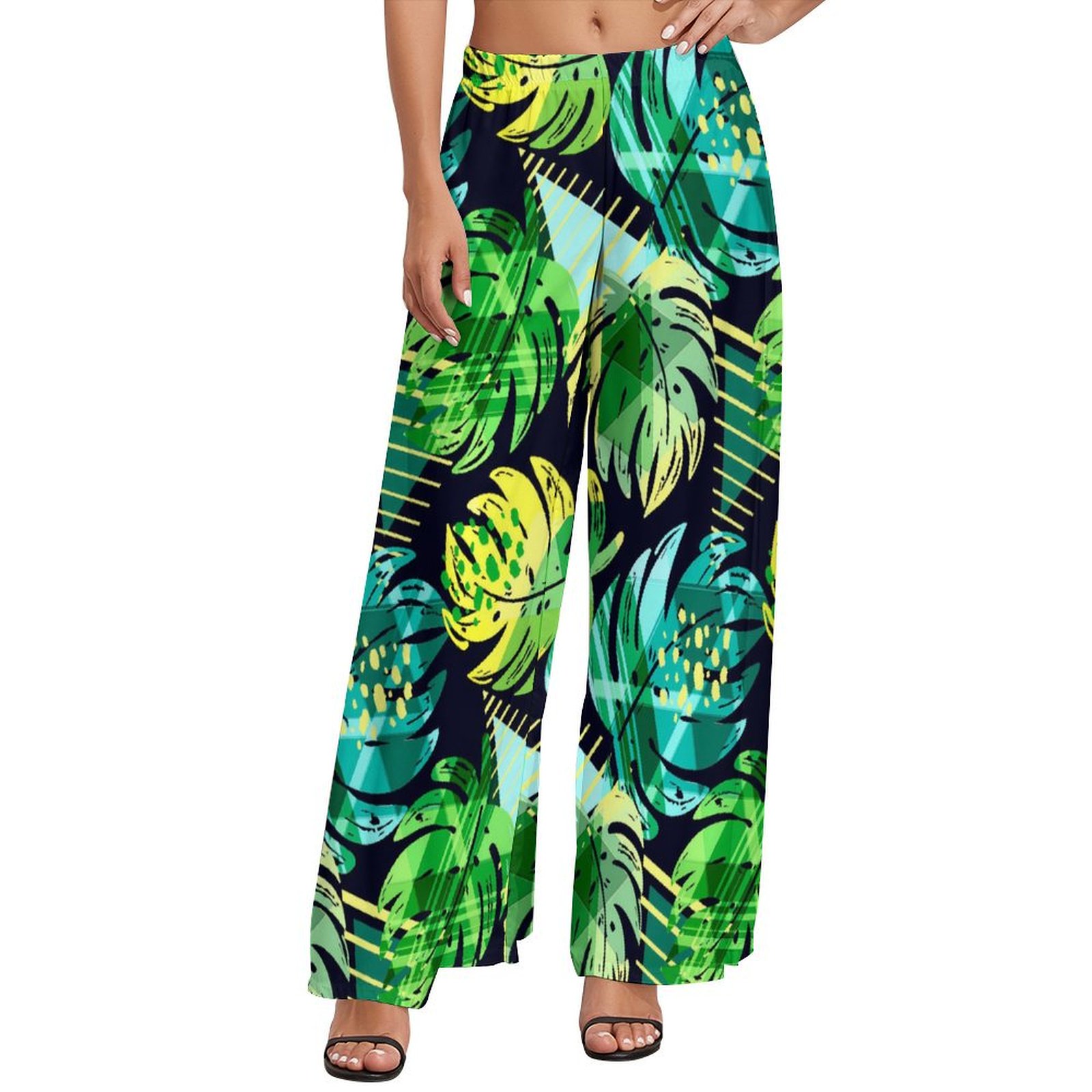 Green Leaf Pants Christmas Pine Cones Street Fashion Straight Wide ...