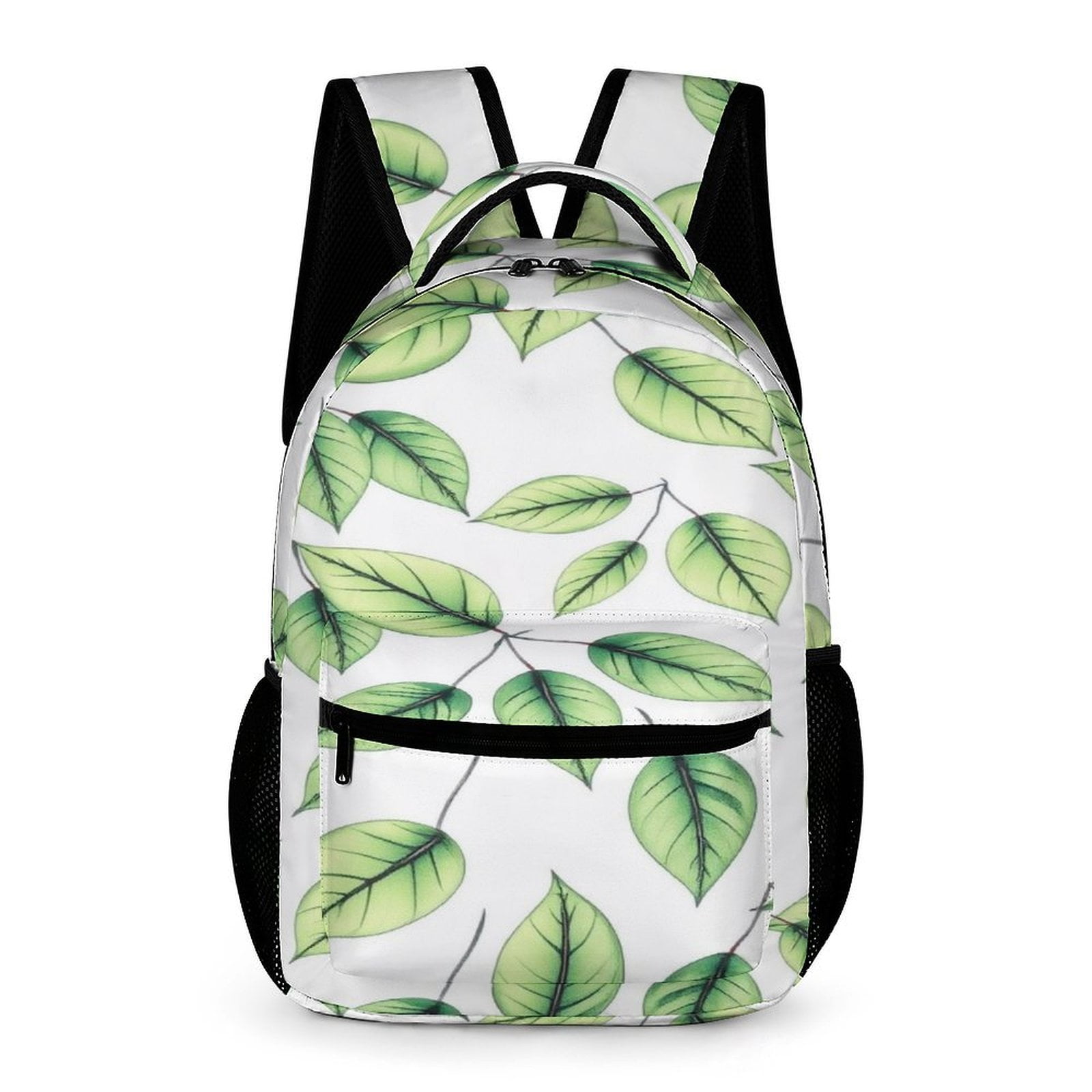 Green Leaf Pattern Backpack Student Bookbag School Bag Laptop Backpacks ...