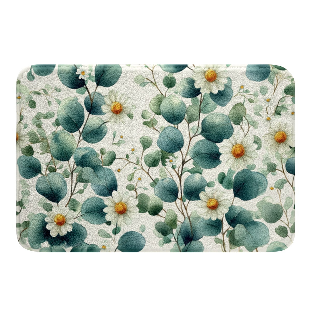 Green Leaf Plant Bathroom Rug Set,Eucalyptus Botanical Leaves Floral ...