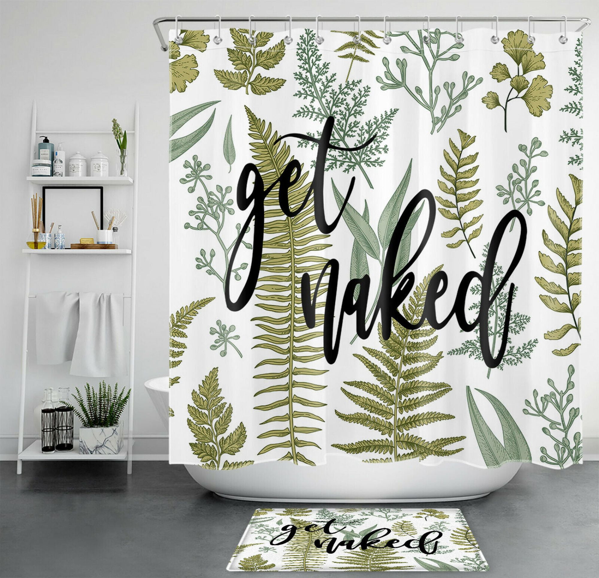 Green Leaf Shower Curtain: Minimalist Bathroom Statement - Walmart.com