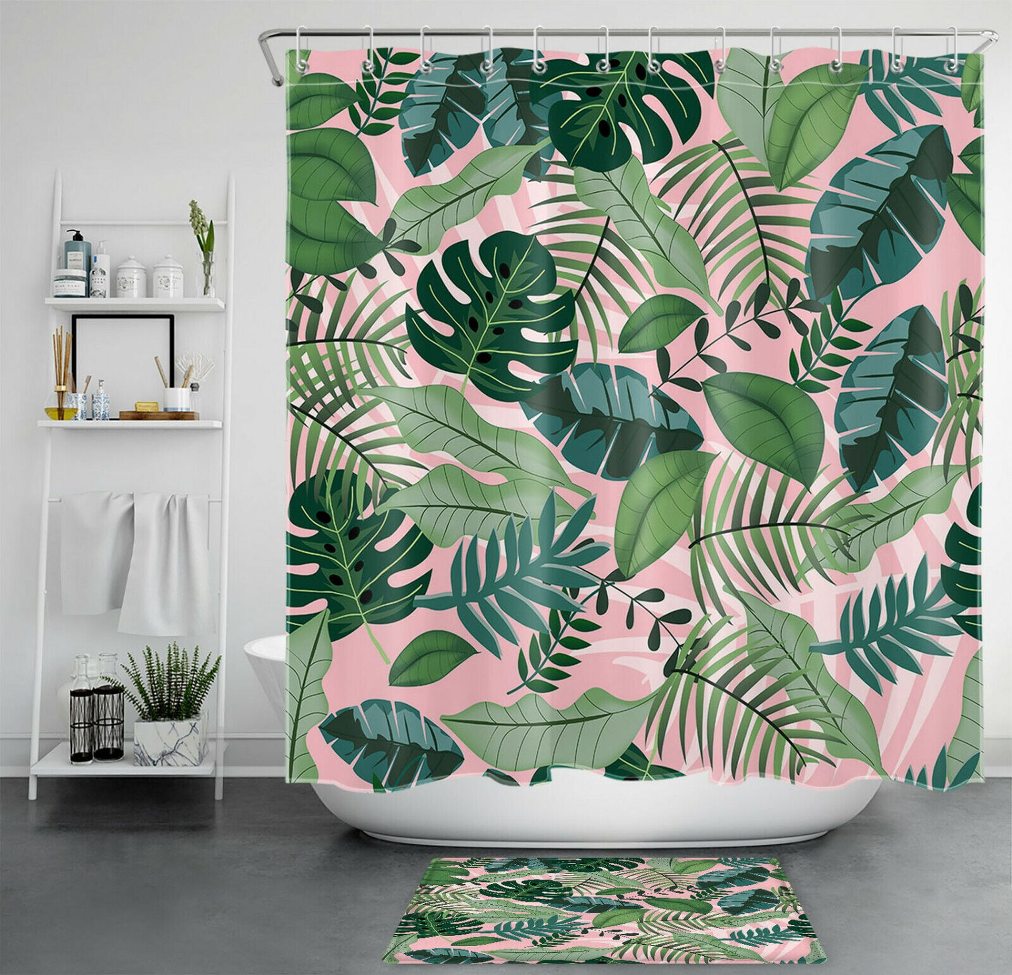 Green Leaf Shower Curtain: Minimalist Bathroom Statement - Walmart.com