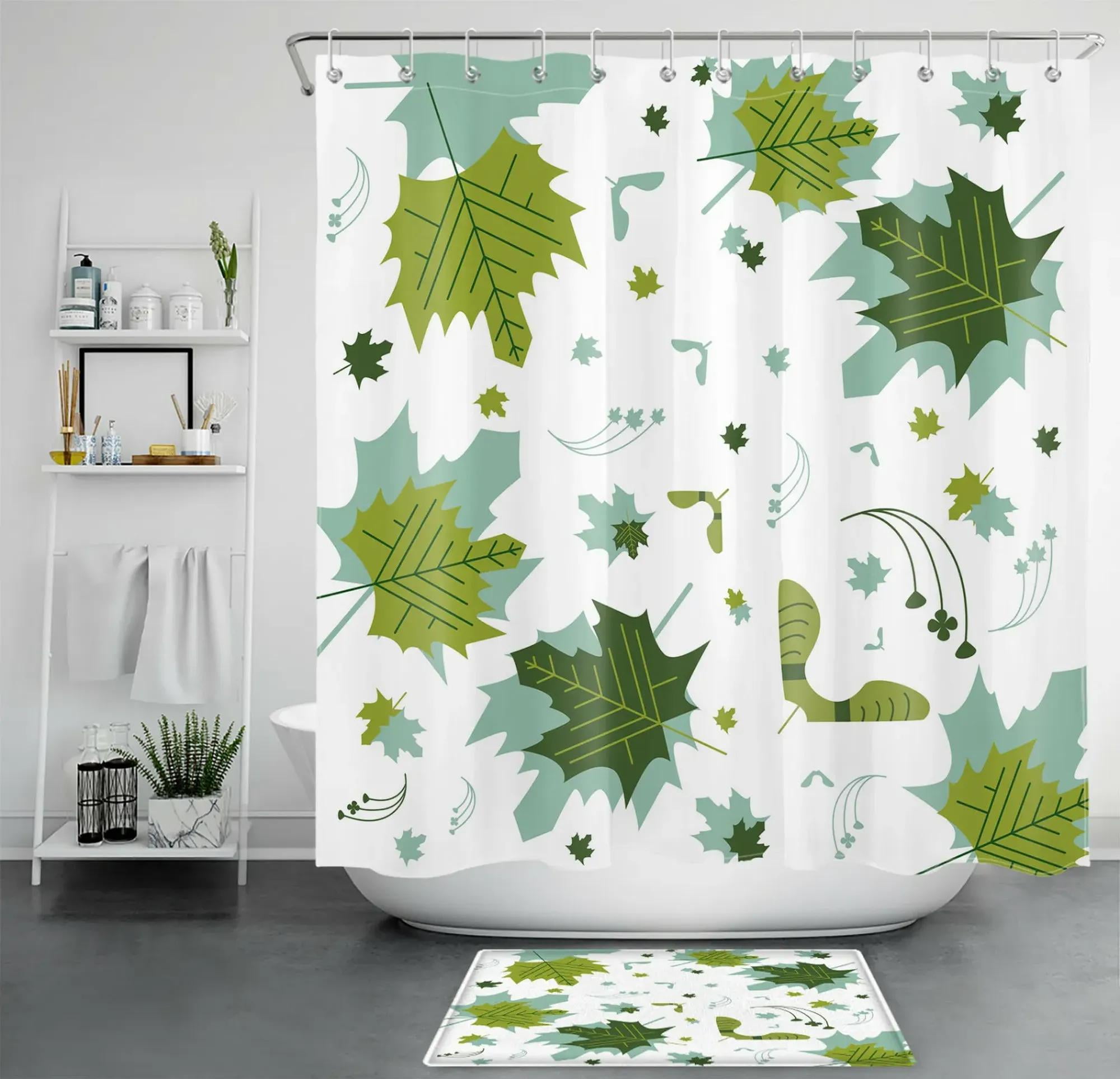Green Leaf Shower Curtain and Bathroom Accessory Set: Transform Your ...