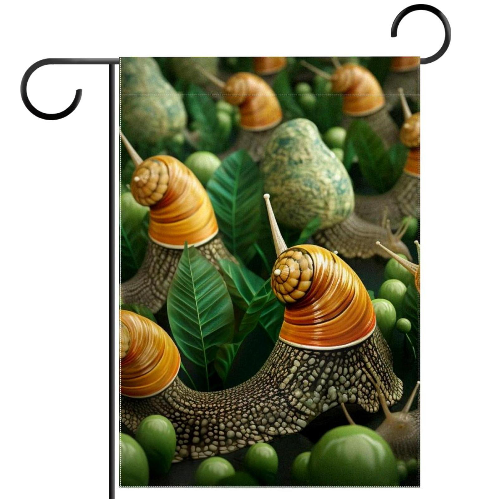Green Leaf Snail Garden Flag 12x18 Inch Double Sided Outdoor Yard ...