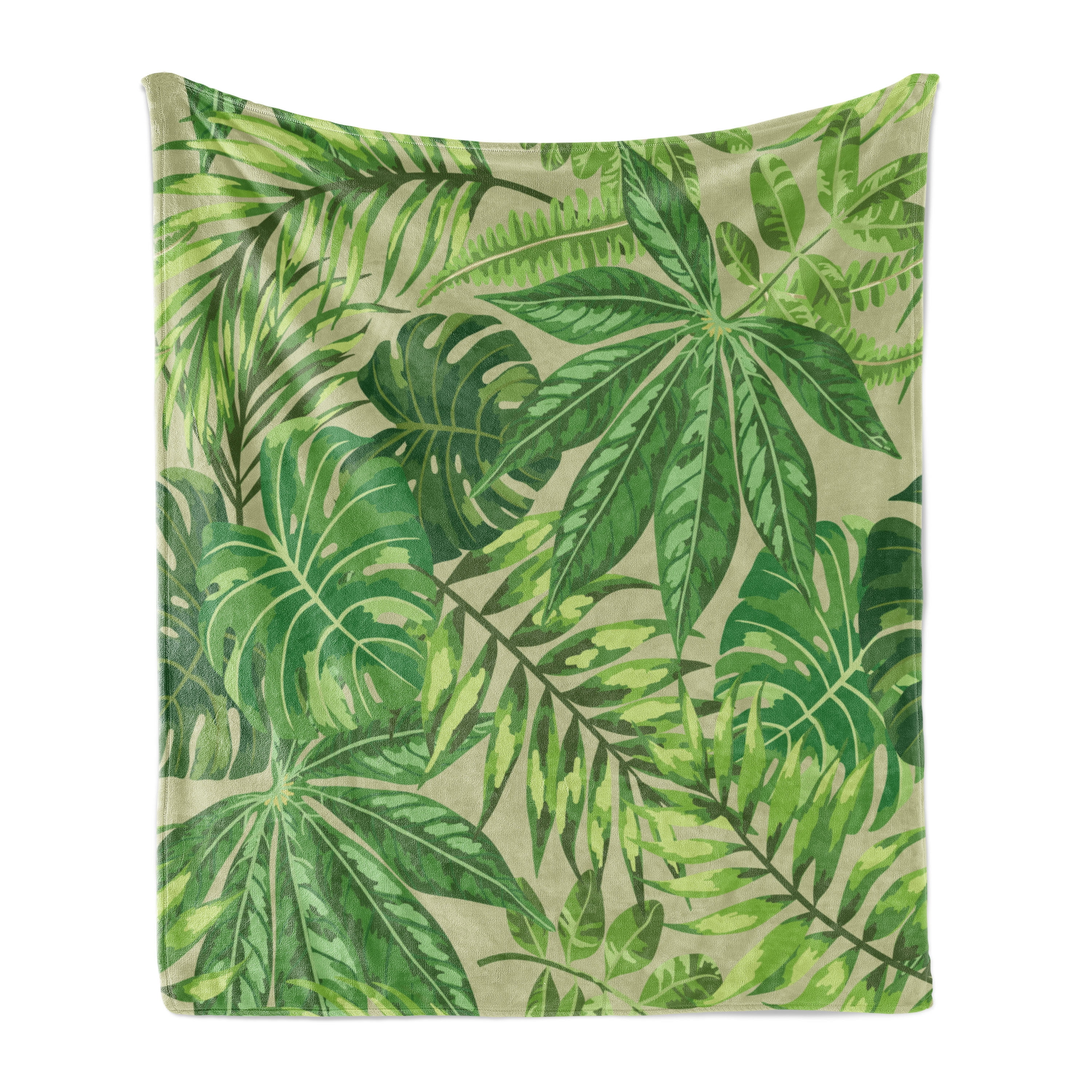 Green Leaf Soft Flannel Fleece Throw Blanket, Exotic Pattern with ...