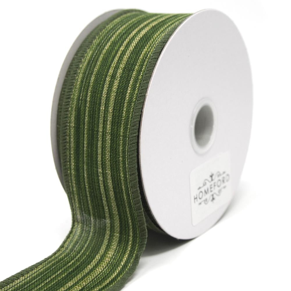 Green Leaf Stripes Woven Wired Ribbon, 1-1/2-Inch, 10 Yards - Walmart.com