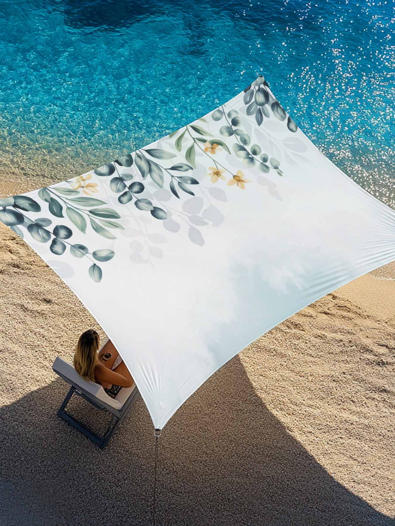 Green Leaf Sun Shade Sail 8' x 10', Spring Watercolor Country Gradient ...