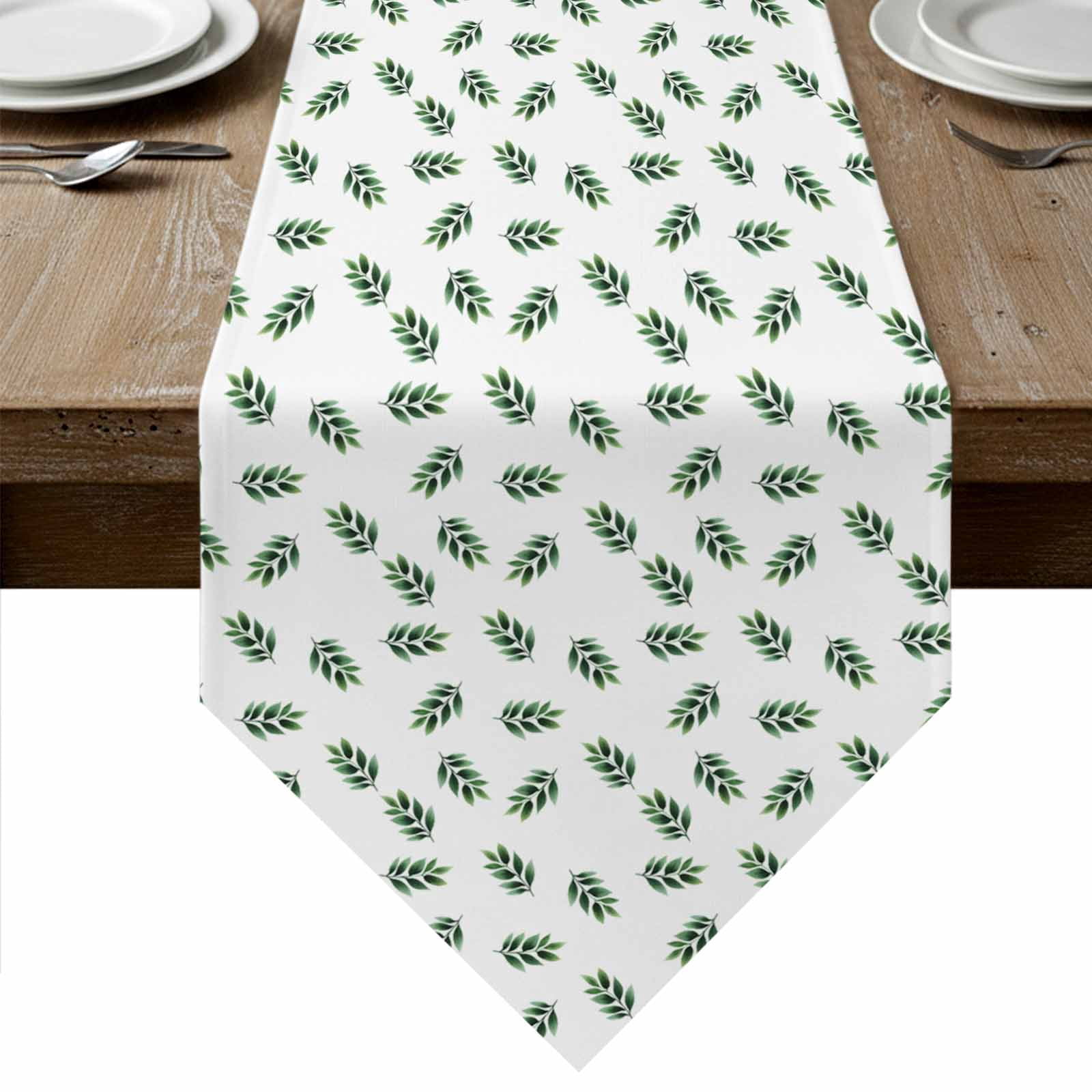 Green Leaf Table Runner Linen Burlap Table Runner 36 Inches Small ...