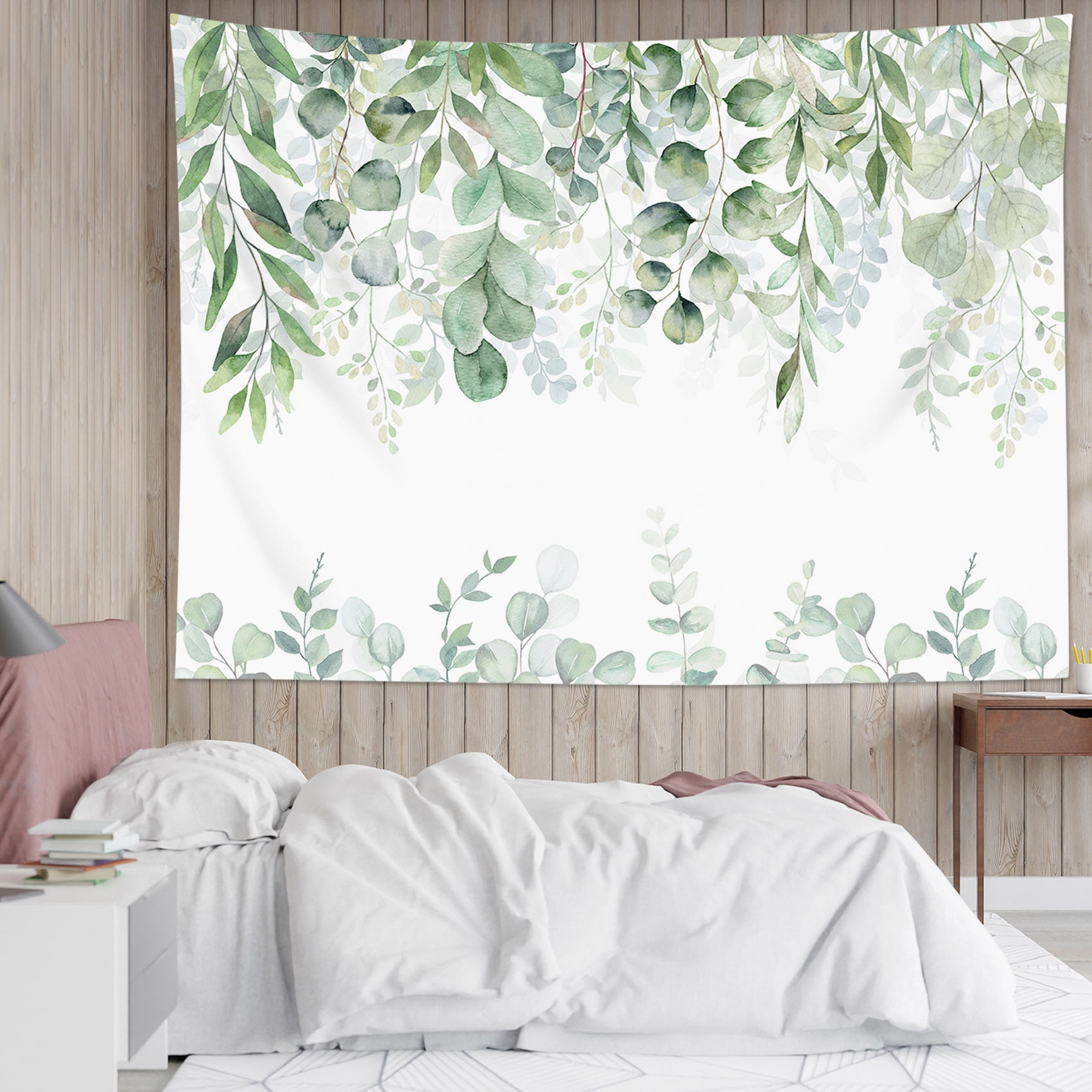 Green Leaf Tapestry Wall Hanging Sage Green Eucalyptus Leaves Country ...