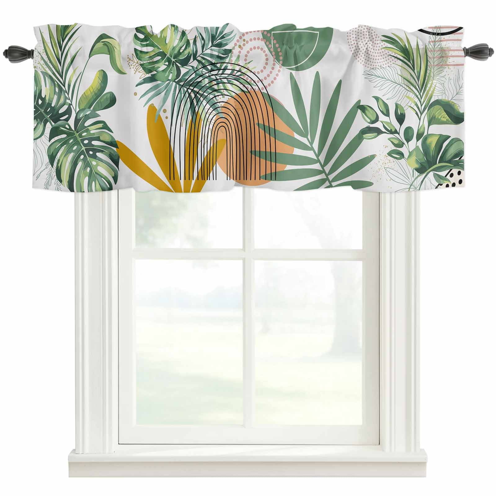 Green Leaf Valances for Windows Geometric Line Simple Abstract Tropical ...