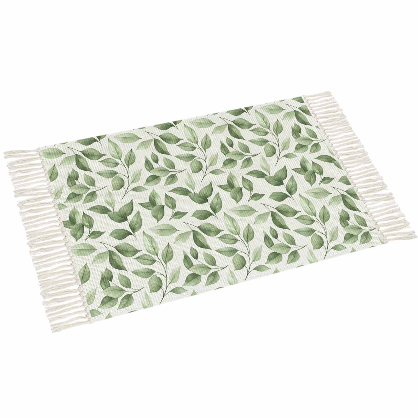 Green Leaf Washable Bath Rug - 2x3 Entry Rug Washable Indoor Bathroom ...