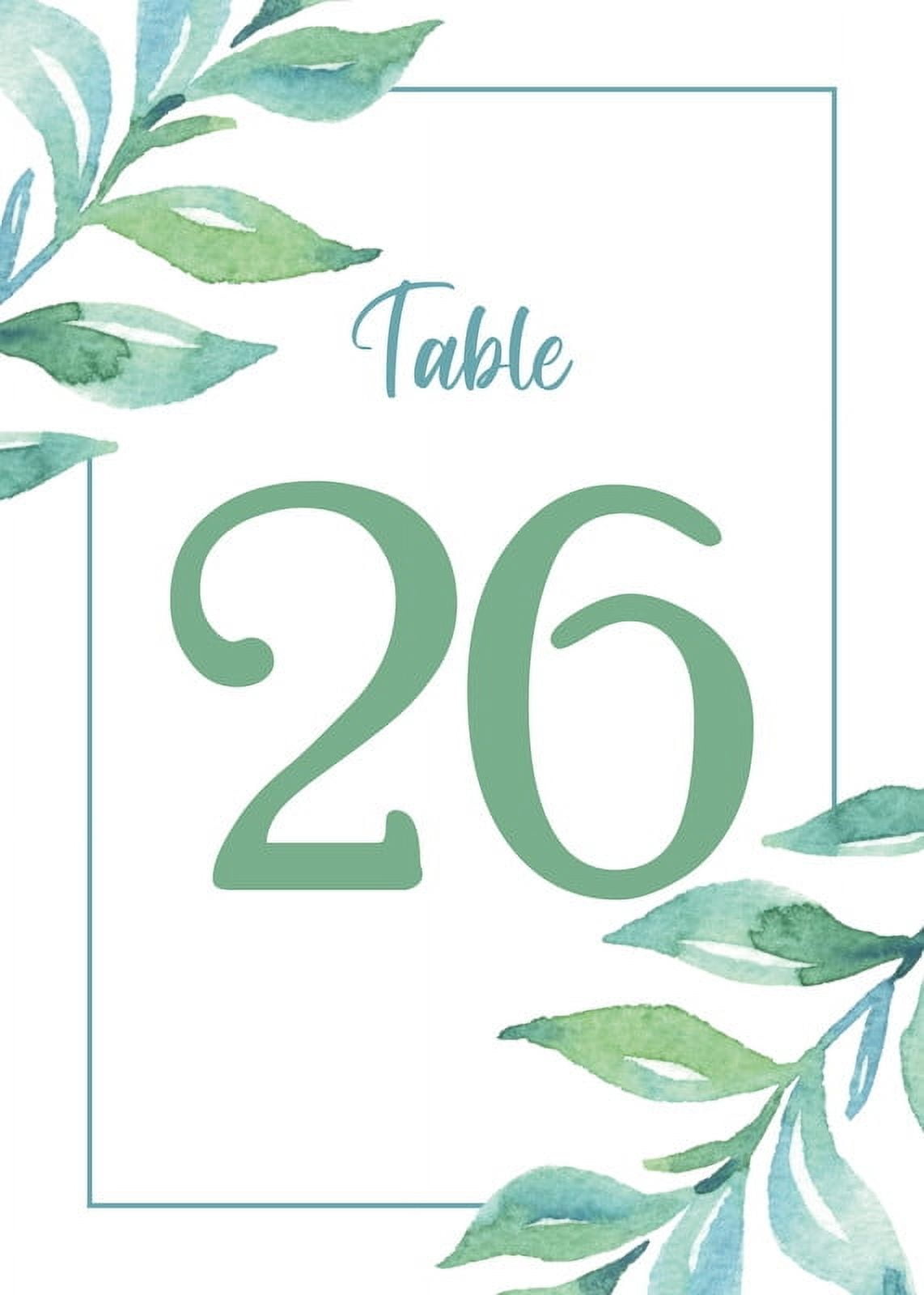 Green Leaf Wedding Table Number Cardss 1-30 Double Sided For Reception ...