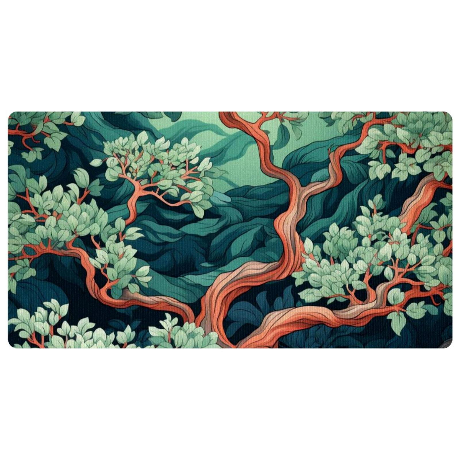 Green Leafed Trees Deluxe Kitchen Mats for Floor - Anti Fatigue, Large ...