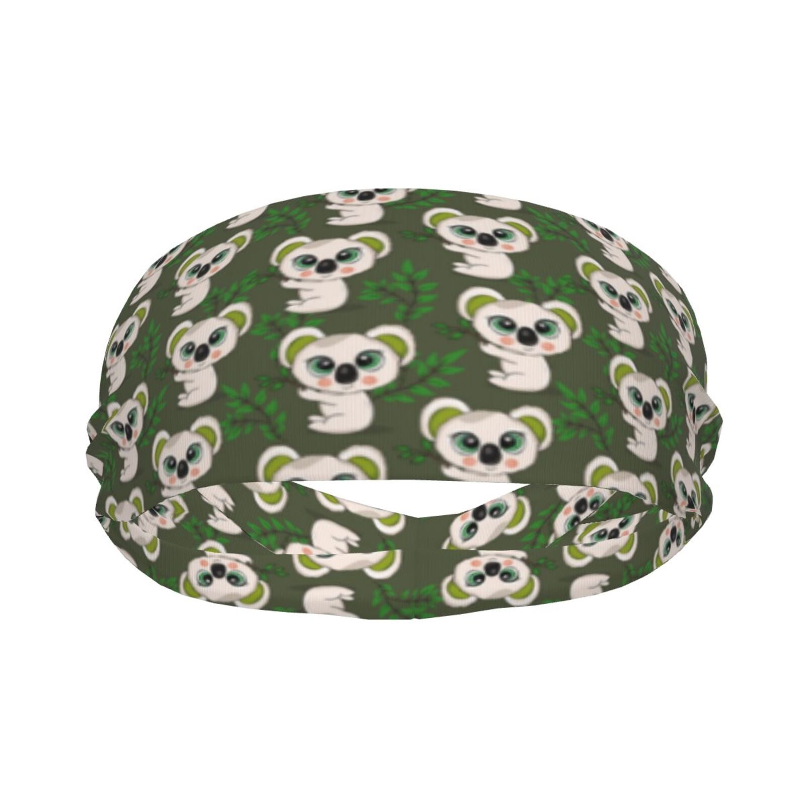 Green Leafy Big Eyes Koala Sports Headbands for Men/Women Workout ...