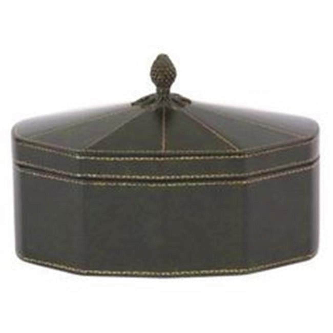 Green Leather Decagon Box with Lid & Pineapple Finial - Walmart.com