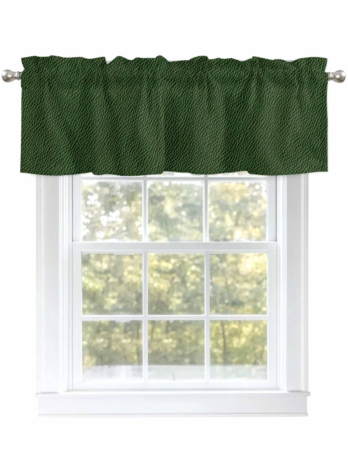 Green Leather Texture Valances for Windows, Rod Pocket Kitchen Valance ...