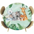 Green Leaves Animals Round Tablecloth 45-54 Inch Round Fitted Table ...