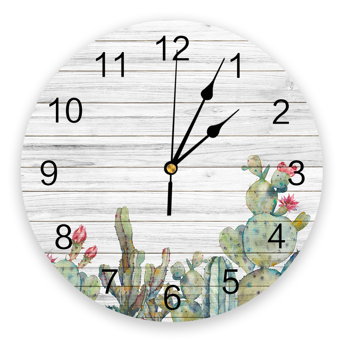 Green Leaves Banana Tropical Jungle Plant Living Room Clock Wall Round ...