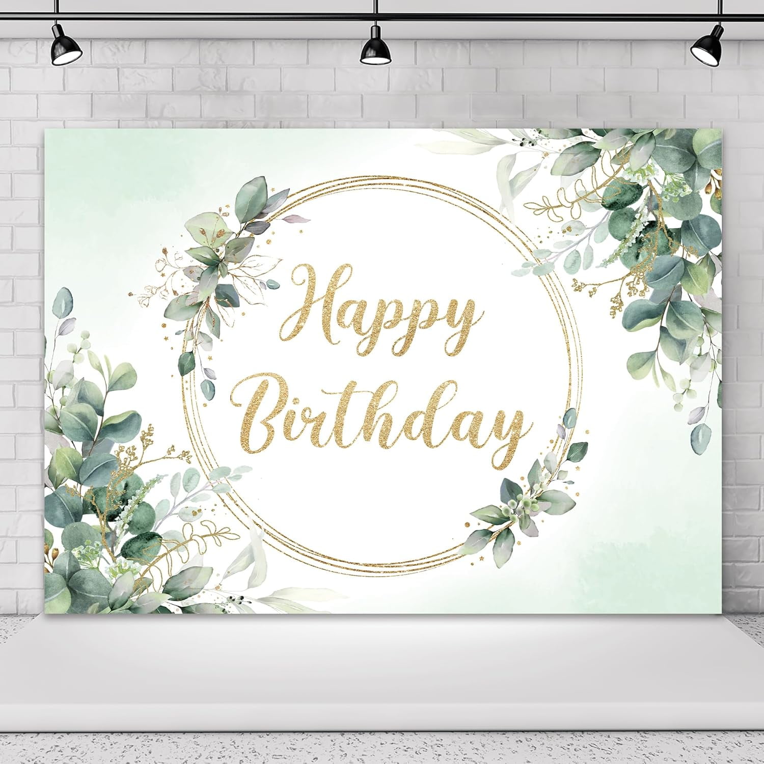Green Leaves Birthday Backdrop for Photography Greenery Eucalyptus ...