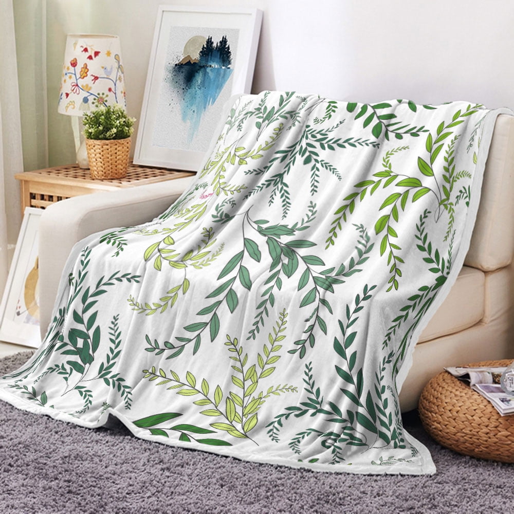 Green Leaves Blanket, Tropical Palm Leaf Blanket 50" x 60" Green Giant ...