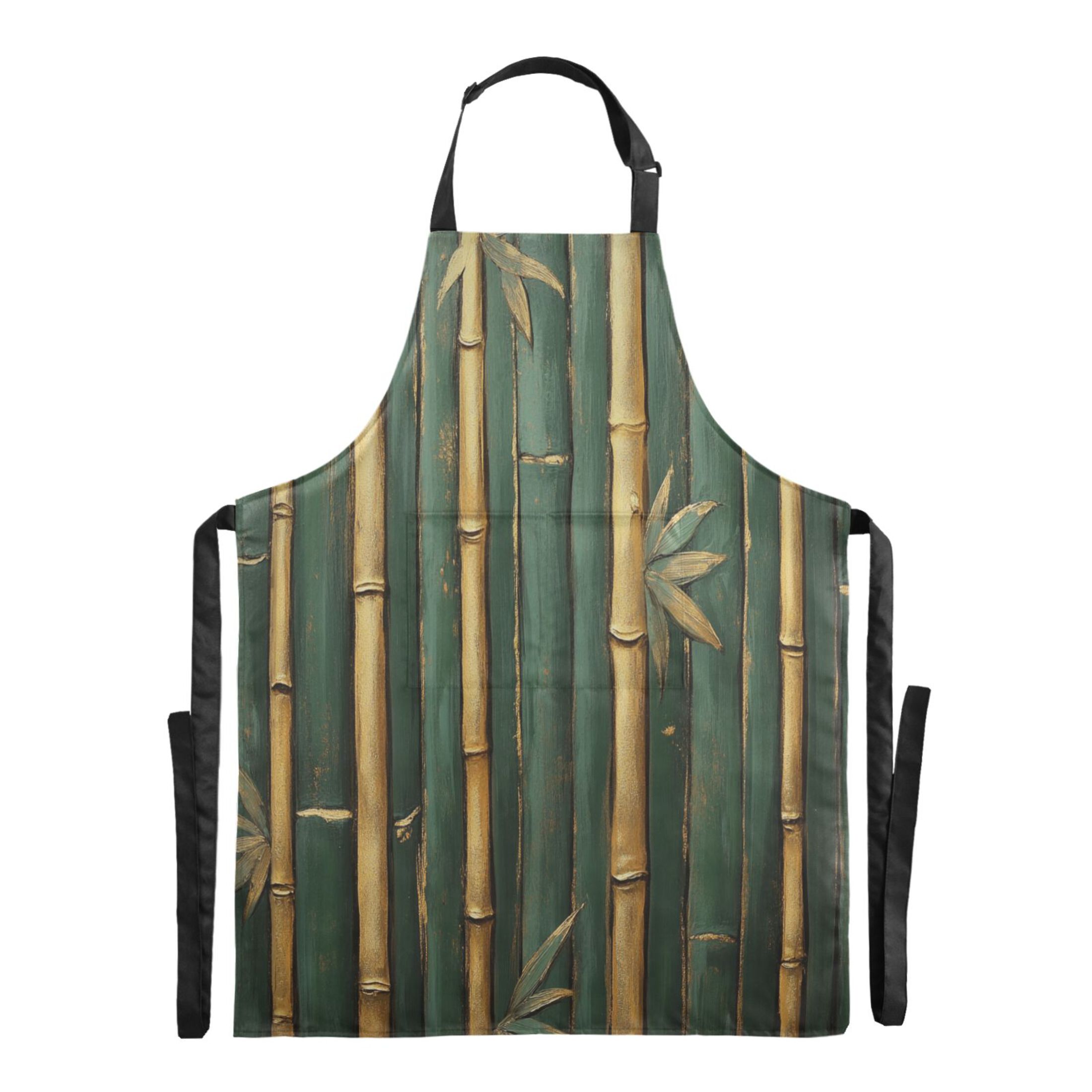 Green Leaves Chinese Traditional Long Apron for Cooking Water Resistant ...