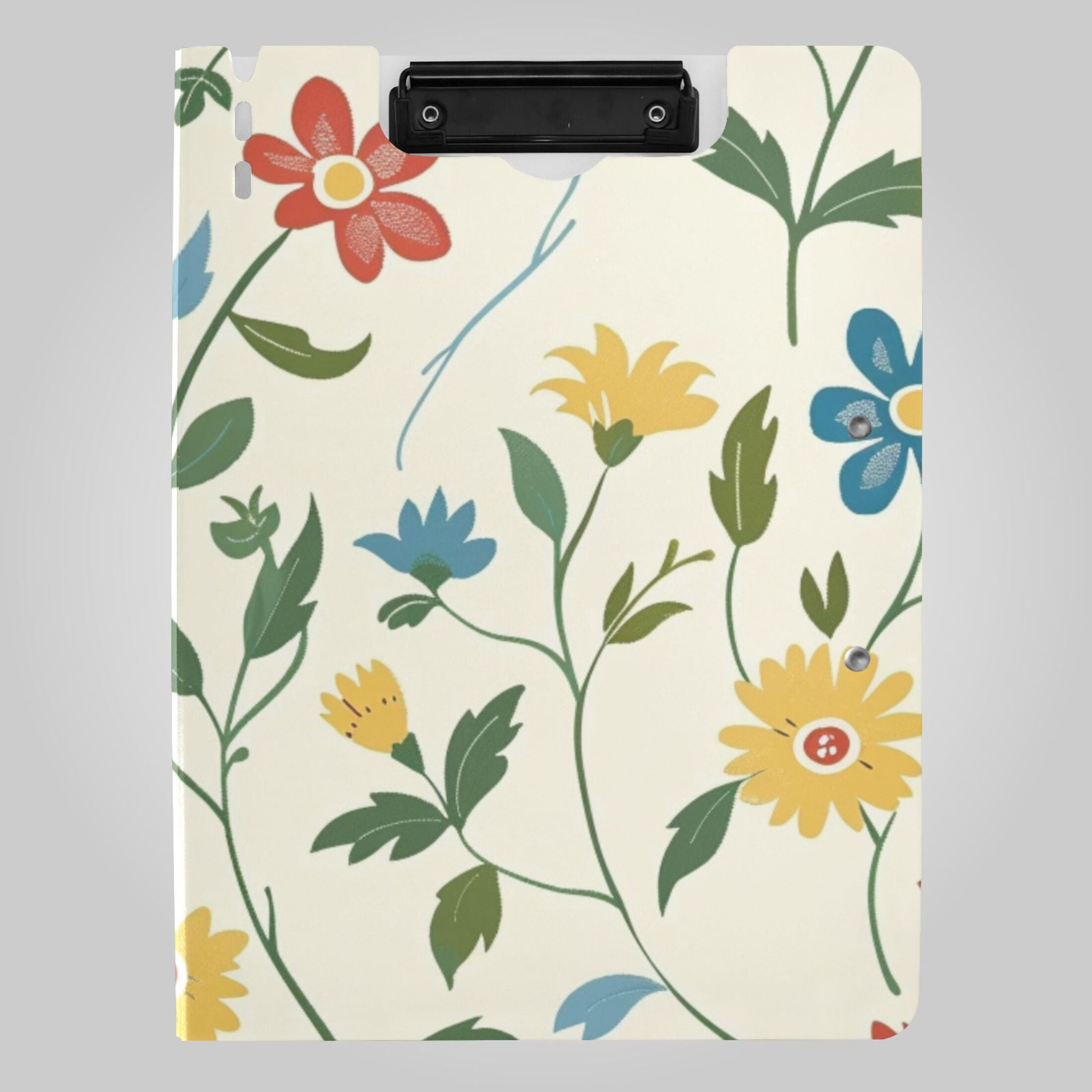 Green Leaves Cute Flowers Foldable Binder Folder Clipboard with Pen ...