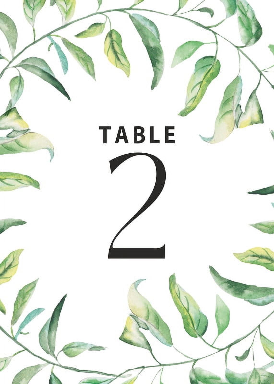 Green Leaves Design Table Number Cards Double Sided Party Table Numbers ...