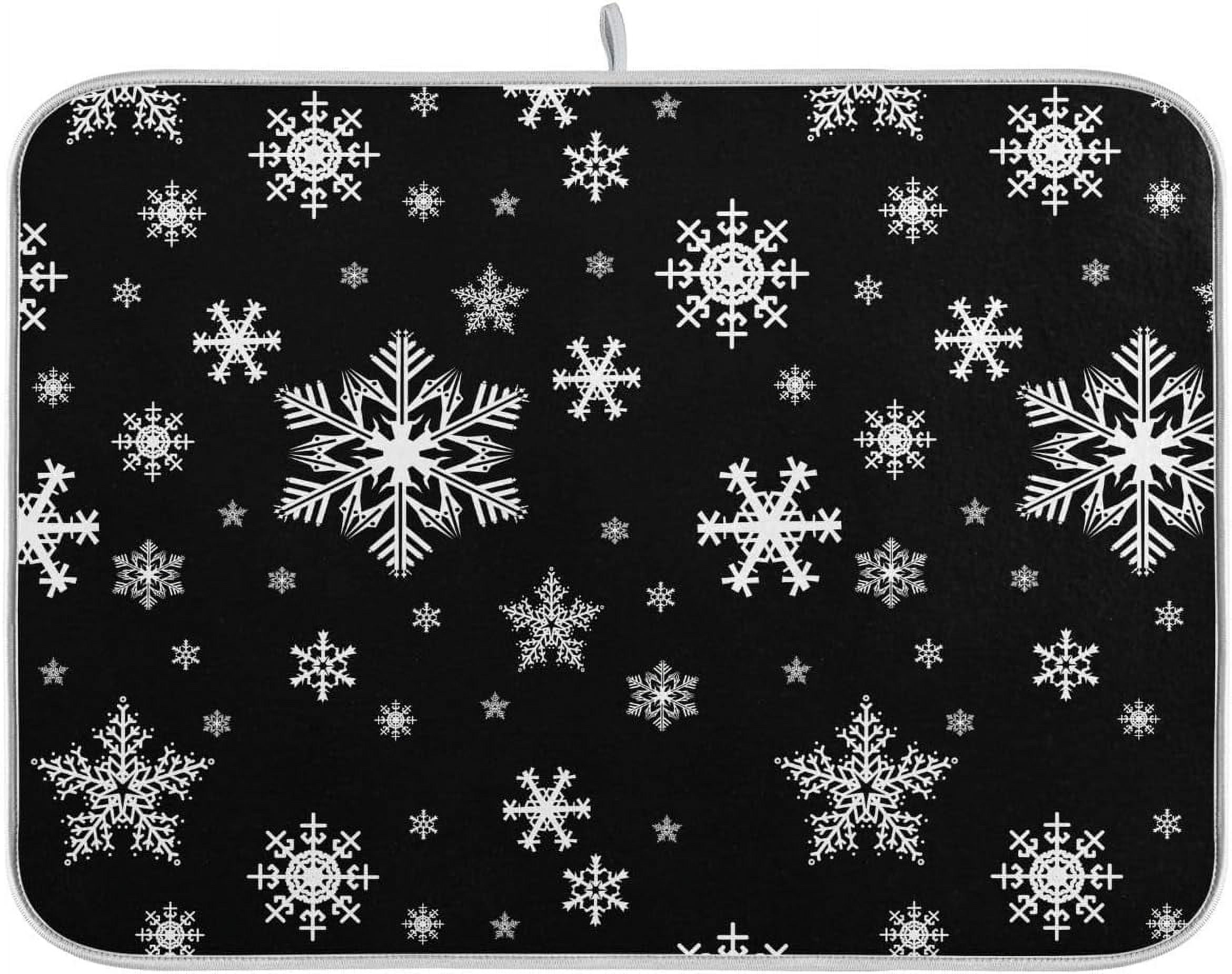 Green Leaves Dish Drying Mat for Kitchen Counter Herb Plant White ...