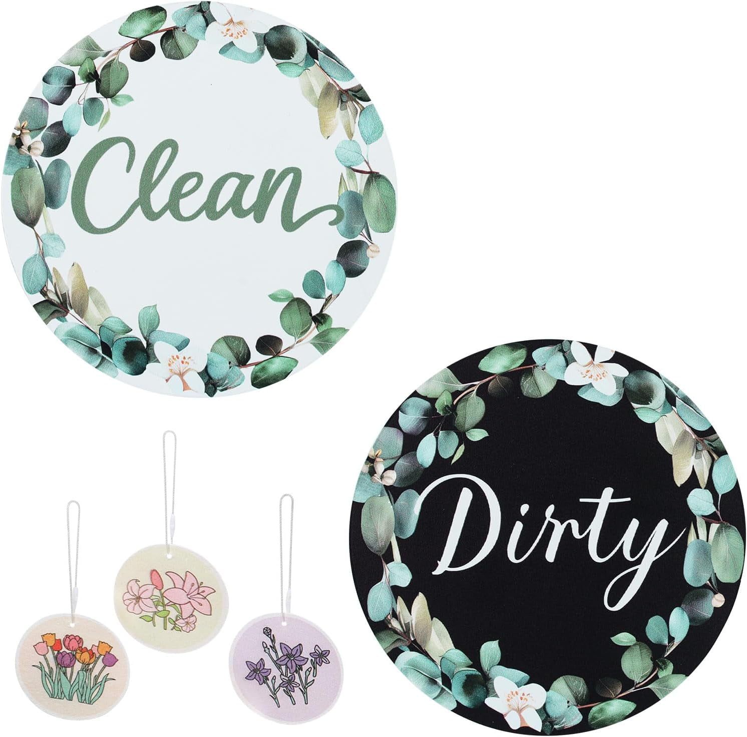 Green Leaves Dishwasher Magnet Clean Dirty Sign, 1Pack Double Sided ...