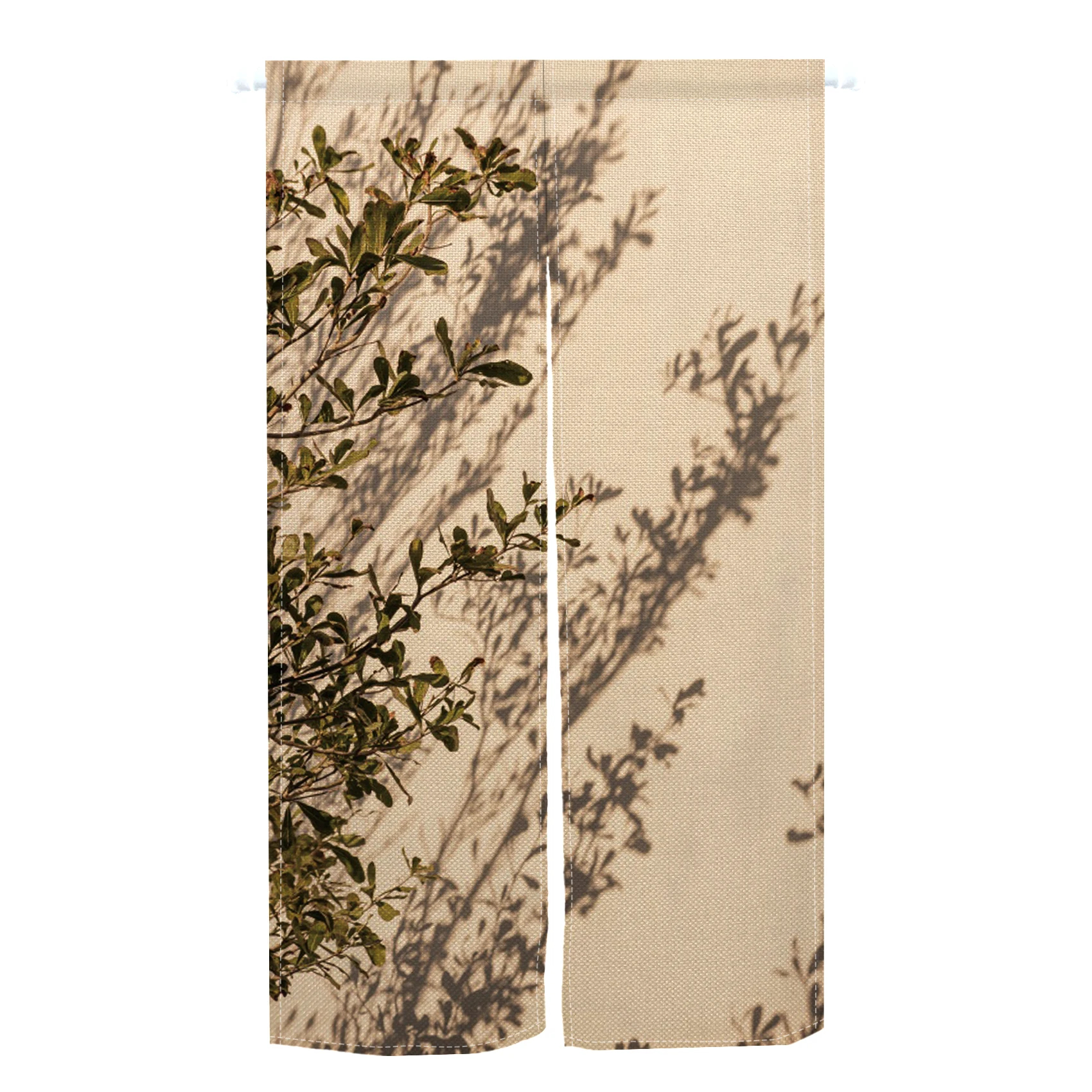 Green Leaves Door Curtains Japanese Room Divider Hanging Noren Kitchen ...