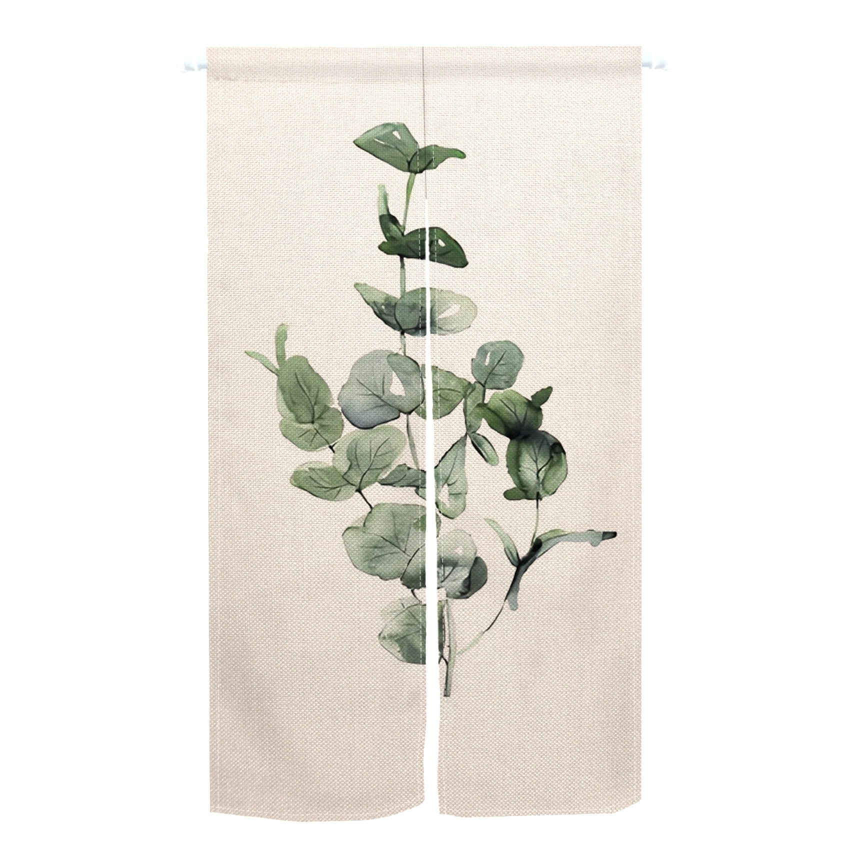 Green Leaves Door Curtains Japanese Room Divider Hanging Noren Kitchen ...