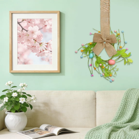 Green Leaves Easter Eggs Berry Wreath, Easter Vitality Candle Ring for ...