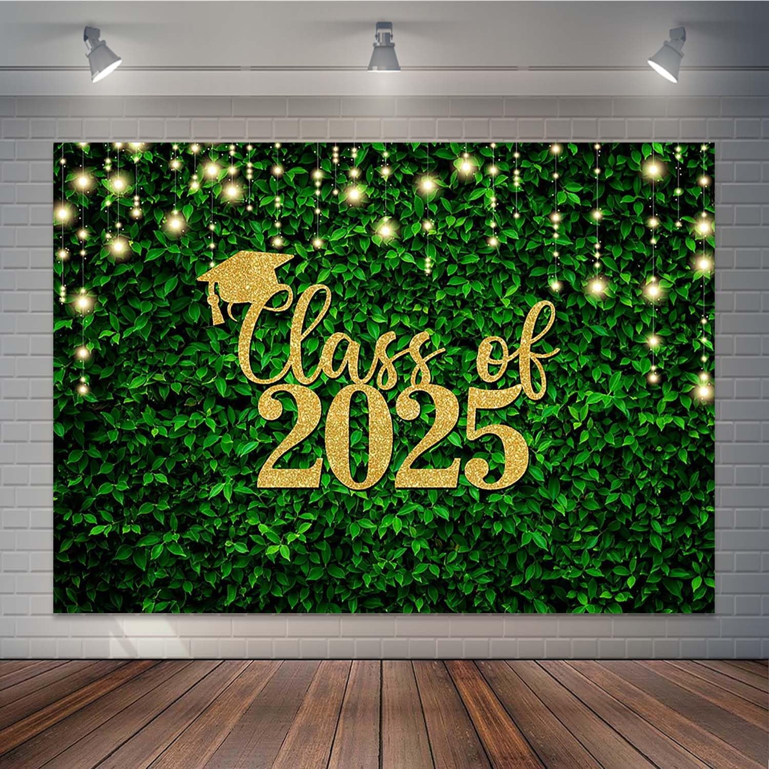 Green Leaves Graduation Backdrop Congratulations Class of 2025 ...