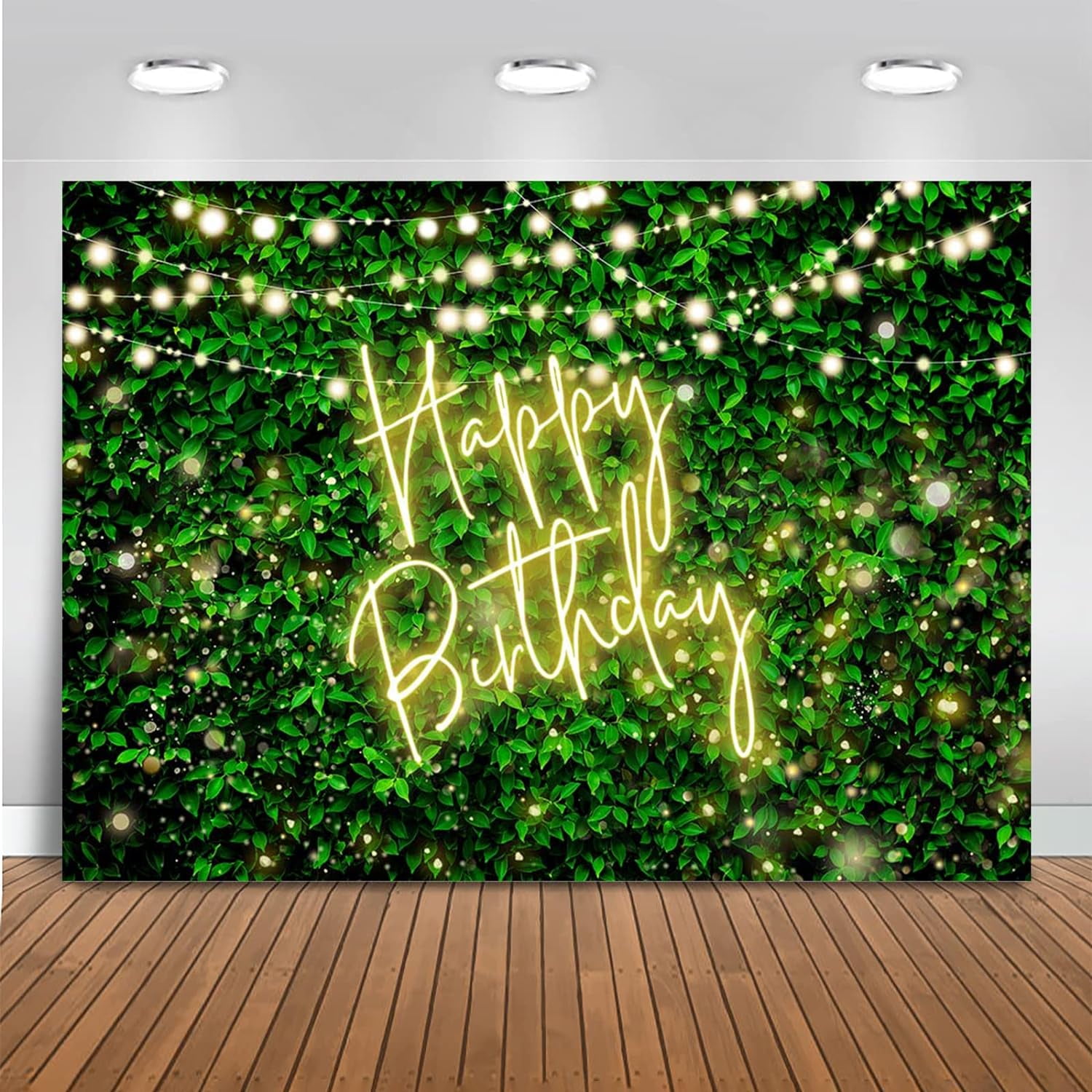 Green Leaves Happy Birthday Backdrop Jungle Safari Party Backdrops ...