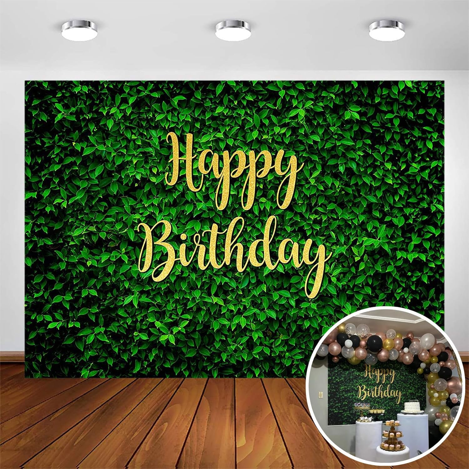 Green Leaves Happy Birthday Backdrop for Jungle Safari Birthday Party ...