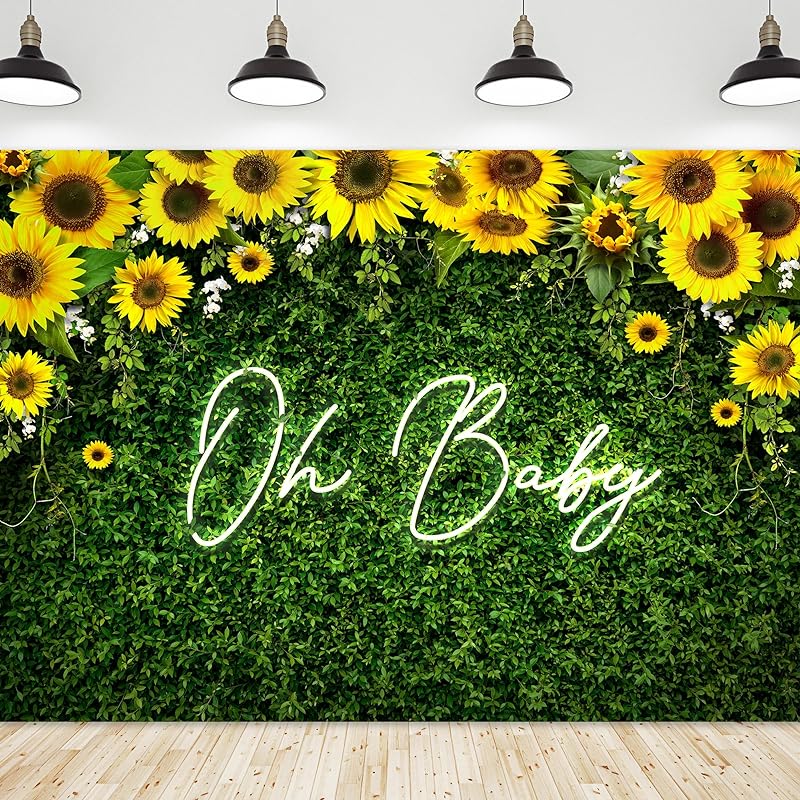 Green Leaves Happy Birthday Backdrop for Women Neon Flower Wall Pink ...
