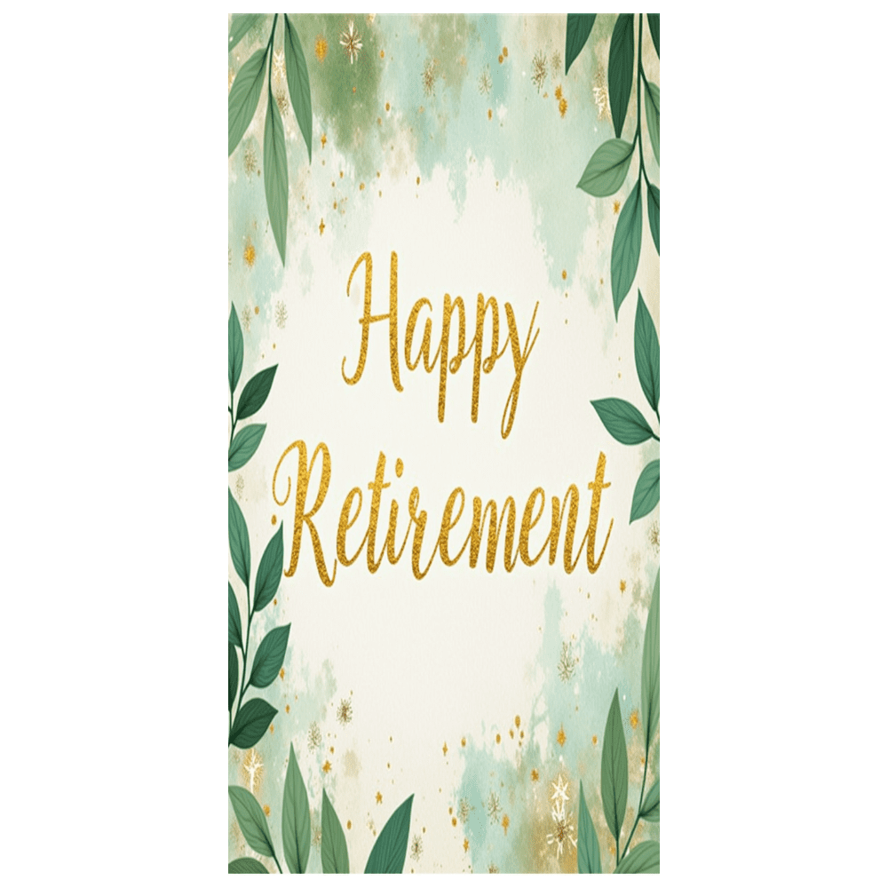 Green Leaves Happy Retirement Banner Botanical Design Nature Theme ...