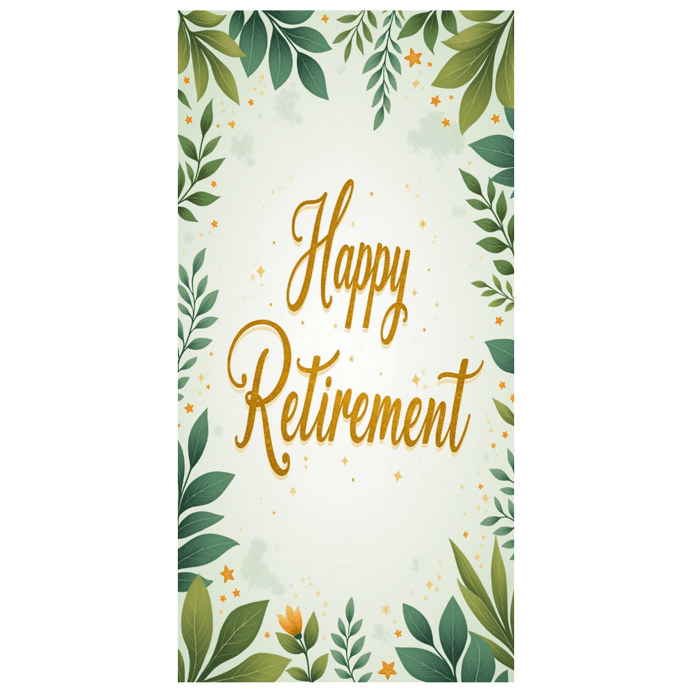 Green Leaves Happy Retirement Banner Botanical Design Nature Theme ...