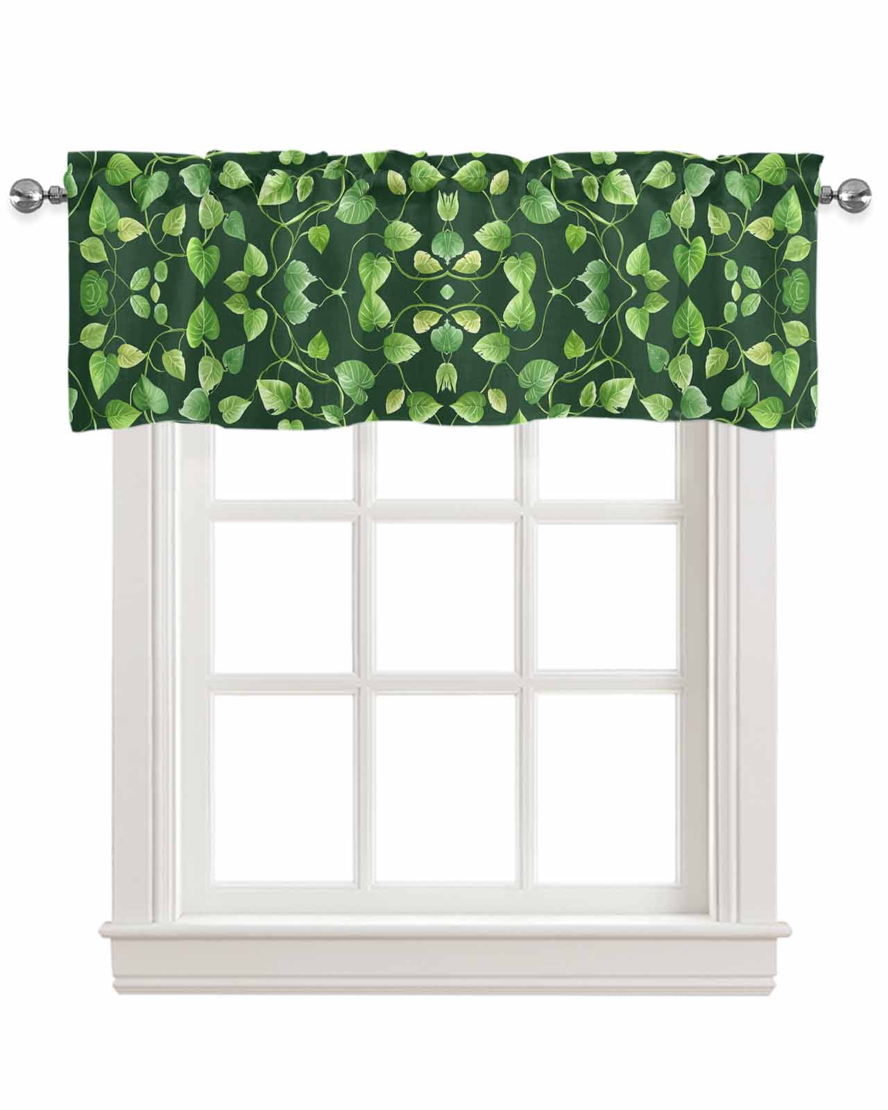 Green Leaves Kitchen Valances for Windows Farmhouse Linen Window ...