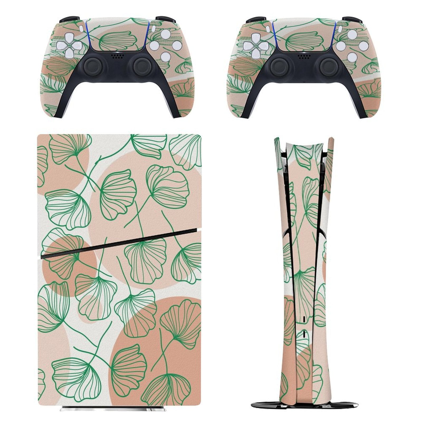 Green Leaves, Lines PS5/PS5 Slim Digital Disc Skin Sticker For Console ...
