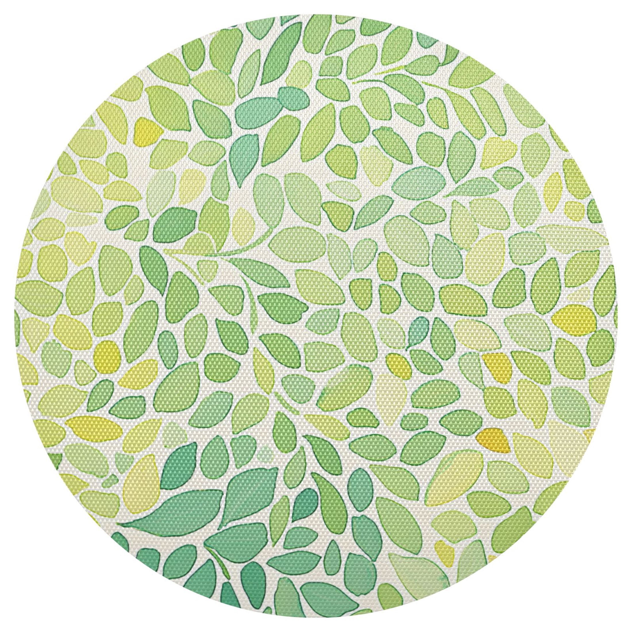 Green Leaves Pattern Design 6-Piece 15.4in Durable PVC Plate Mats, Heat ...