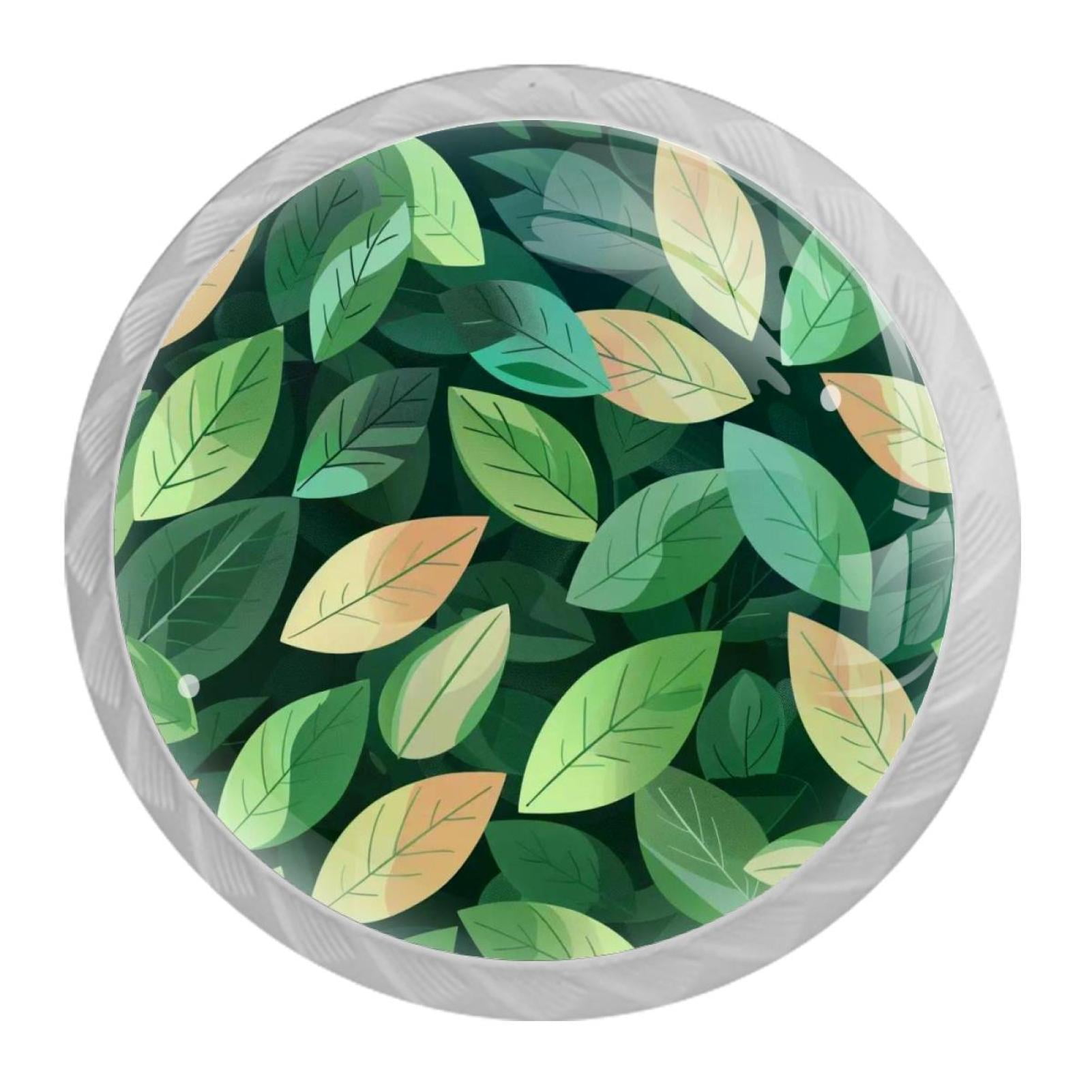 Green Leaves Pretty Drawer Knobs, 4 Piece Set Decorative Kitchen Knobs ...