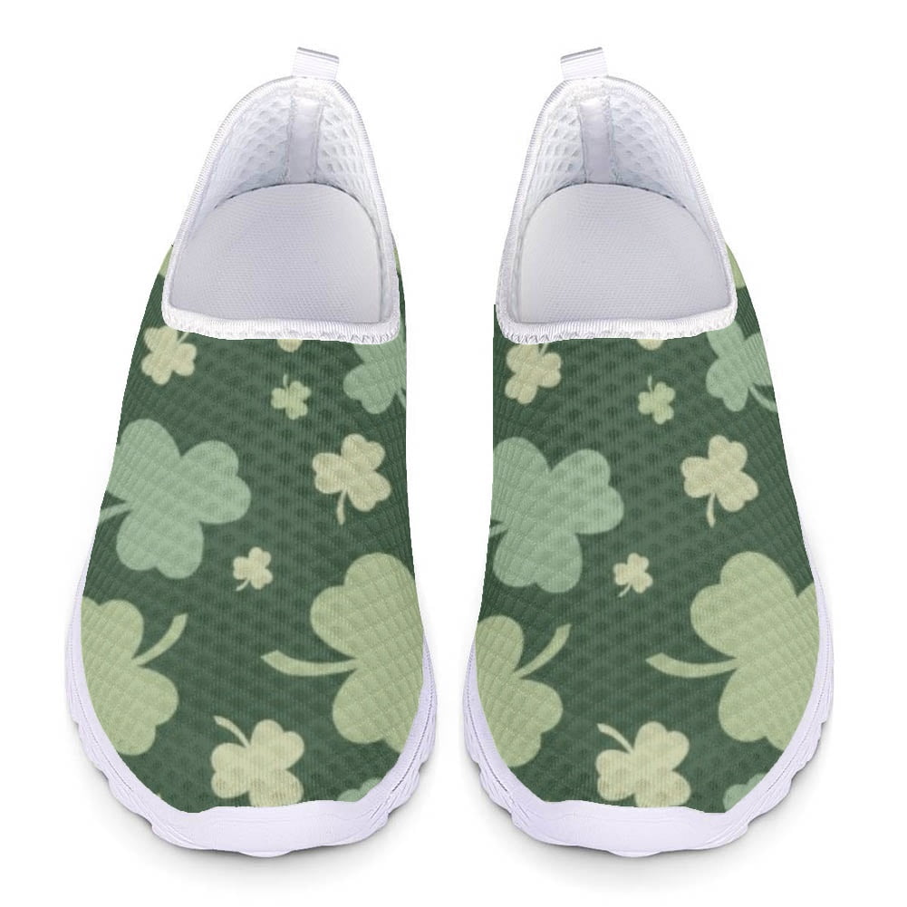 Green Leaves Print Summer Loafers Womans Slip on Flats Plus Size Shoes ...